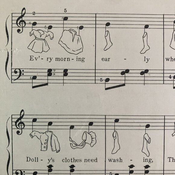 VIntage Sheet Music | Office | 92s Wash Day Cute Illustrated First ...